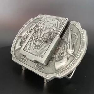 Accessories | New Silver Or Gold Tiger Revolver Pistol Lighter Belt ...
